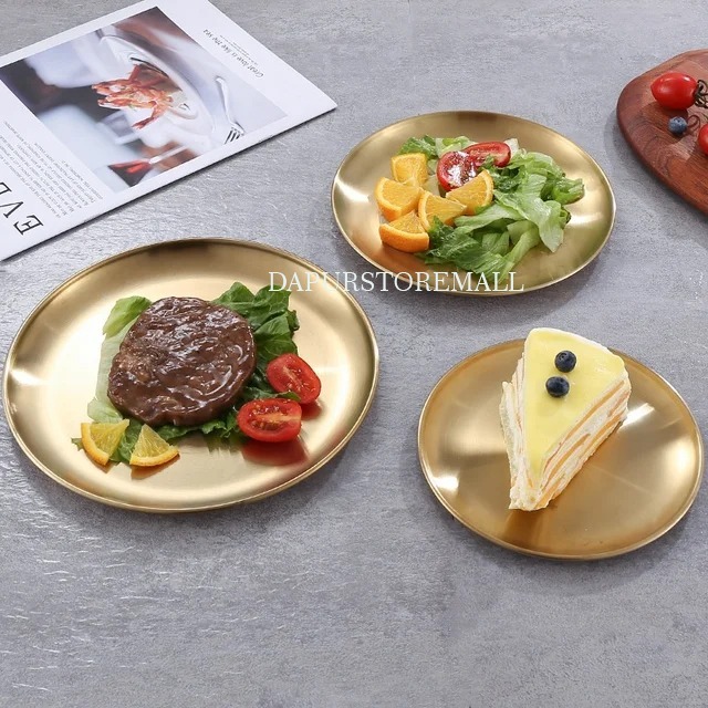 Jual Piring gold Piring stainless Gold Korea/Piring Makan Mewah/Piring ...