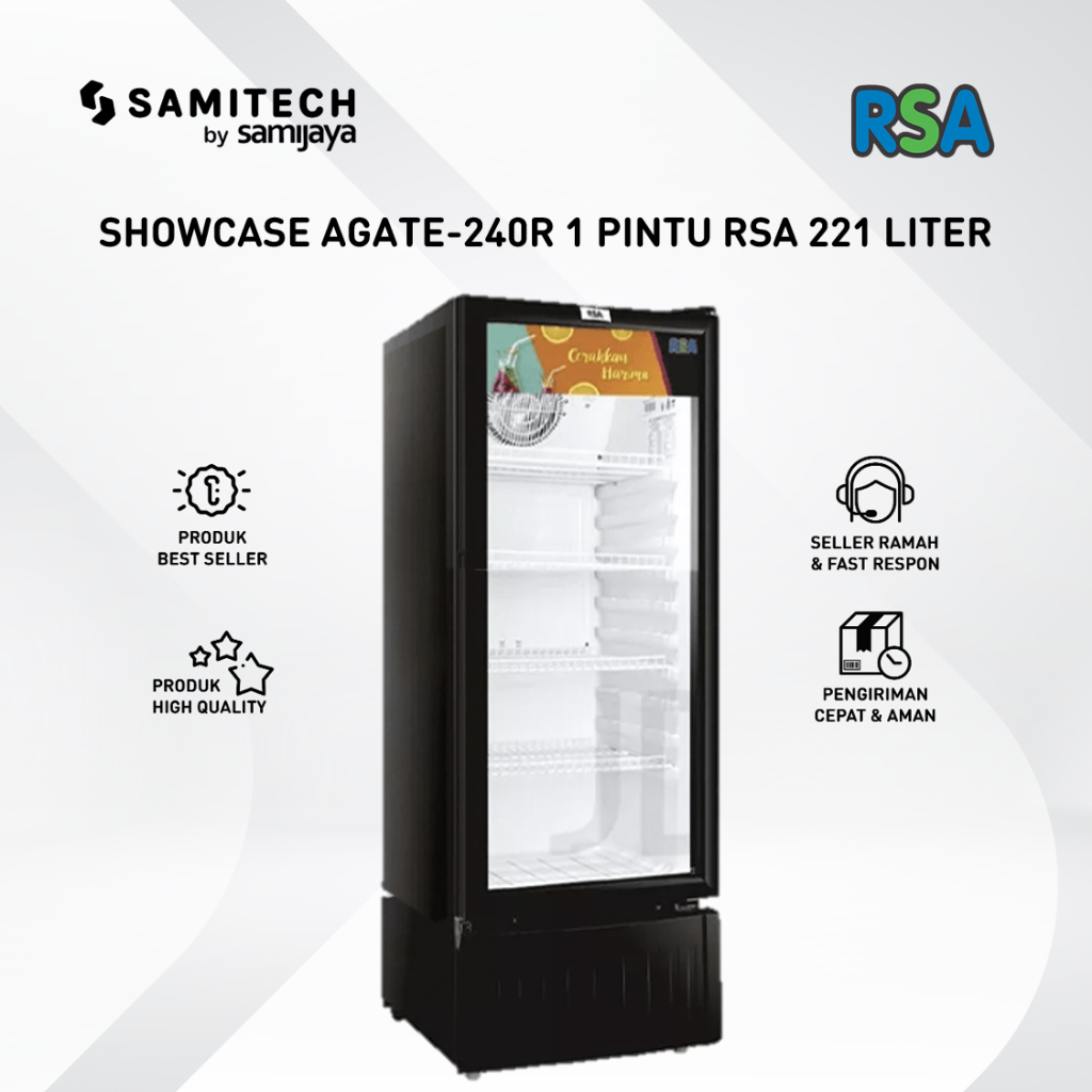 Jual SHOWCASE AGATE-240R 1 PINTU RSA 221 LITER DISPLAY COOLER | Shopee ...