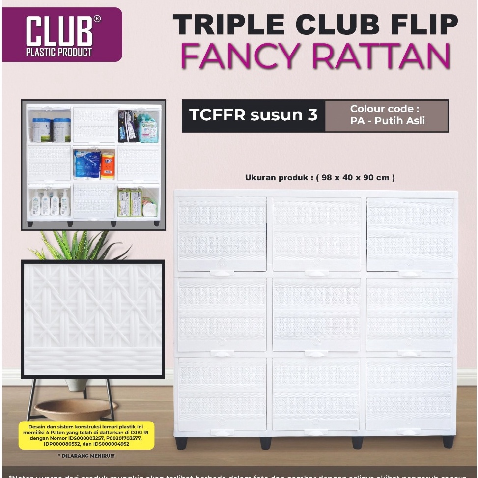Jual Murmer LEMARI PLASTIK TRIPLE CLUB FLIP SUSUN 3 MEJA TV MINIMALIS ...