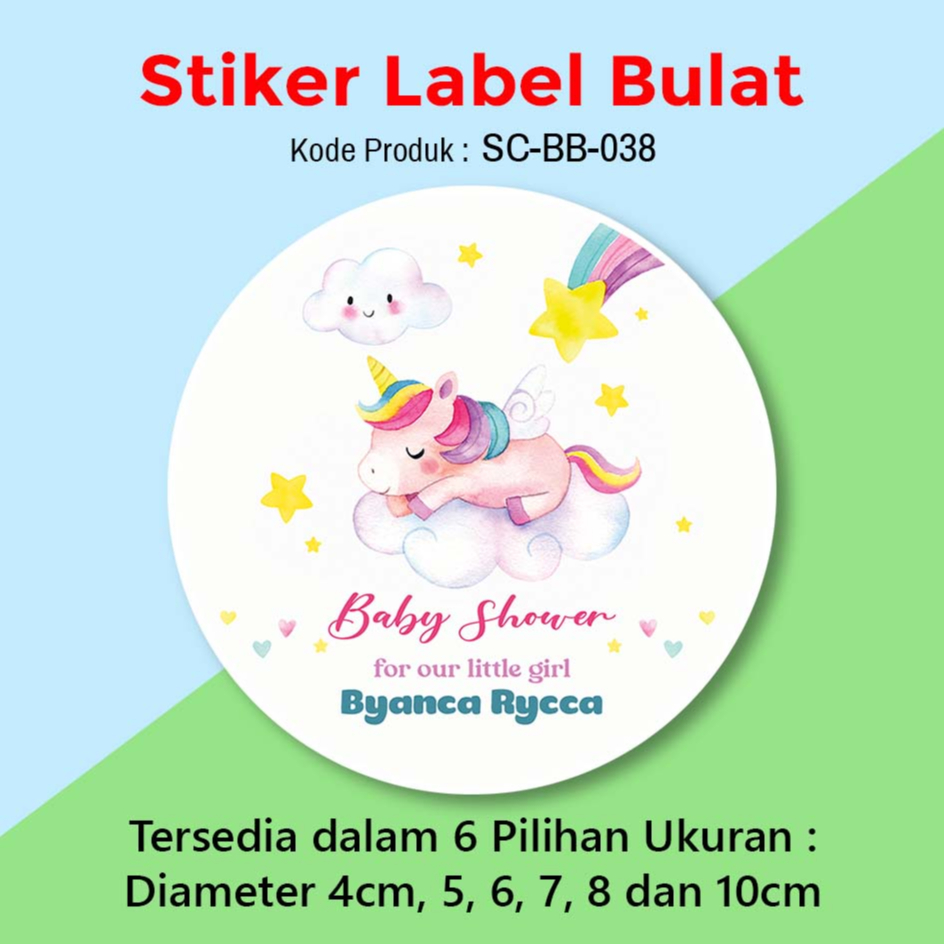 Jual STIKER LABEL KELAHIRAN STICKER TUMPENG MINI BABY SHOWERS UNICORN ...