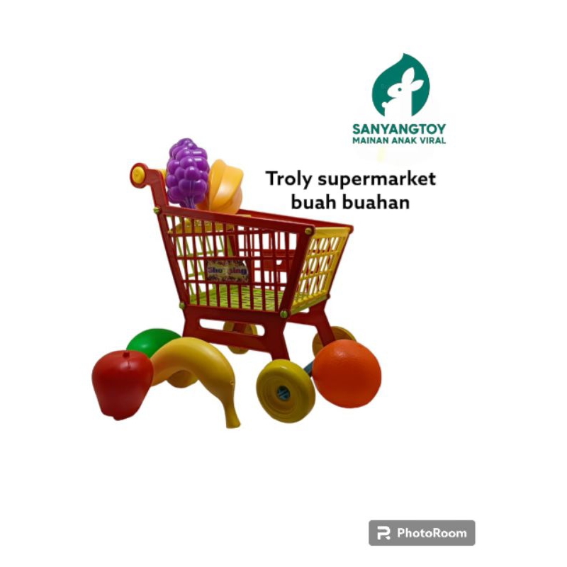 Jual Mainan Edukasi Anak Troly Supermarket isi Buah-buahan | Shopee ...