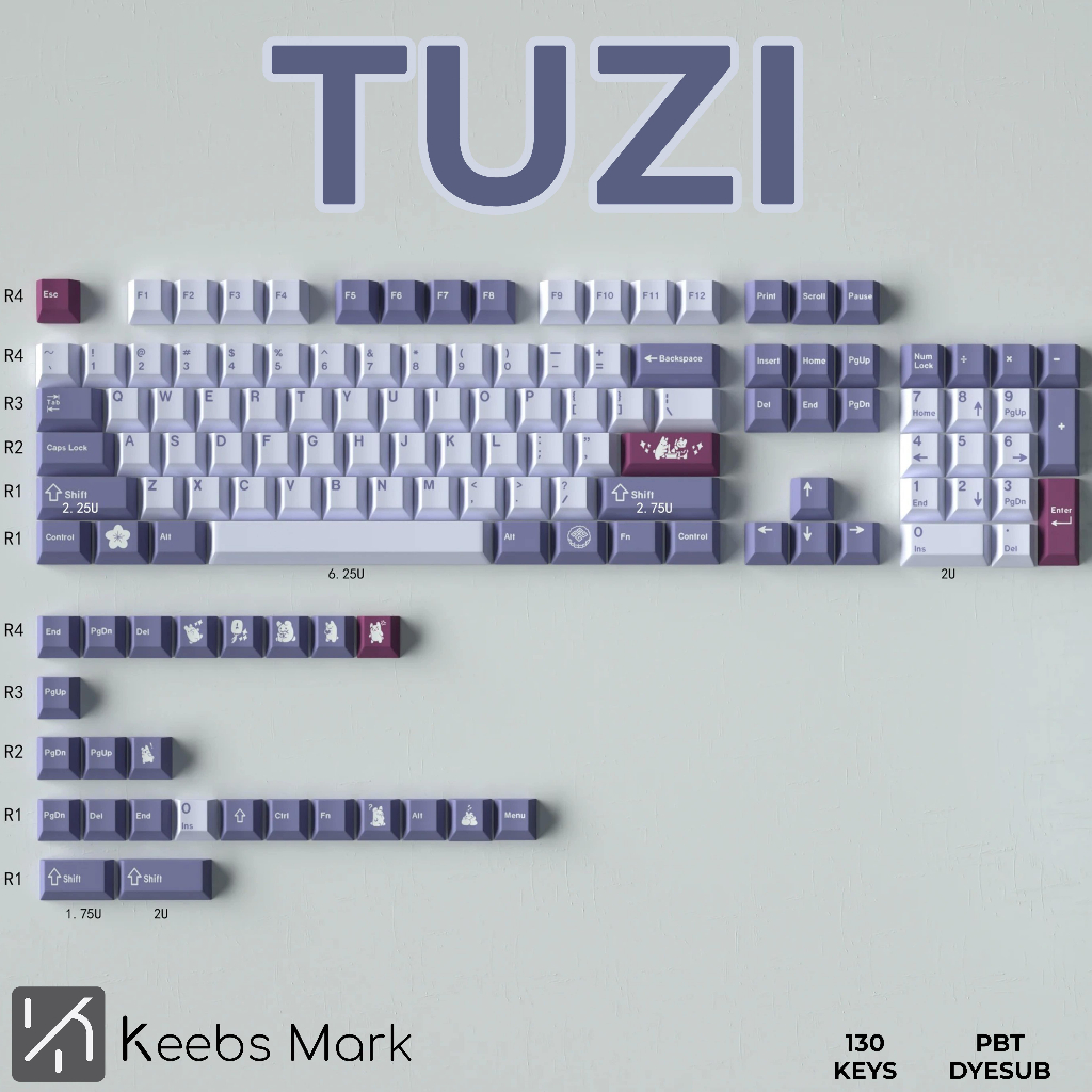 Jual Tuzi Keycaps PBT Dyesub Cherry Profile 130 Keys Mechanical ...