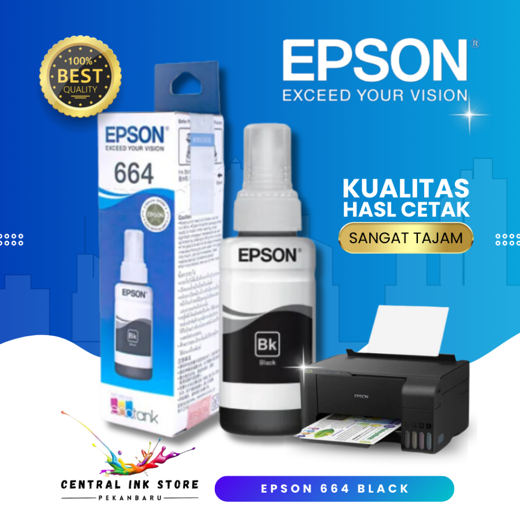 Jual Tinta Printer EPSON 664 ORIGINAL Printer Epson L100 L110 L111 L120 L130 L132 L200 L210 L211 ...