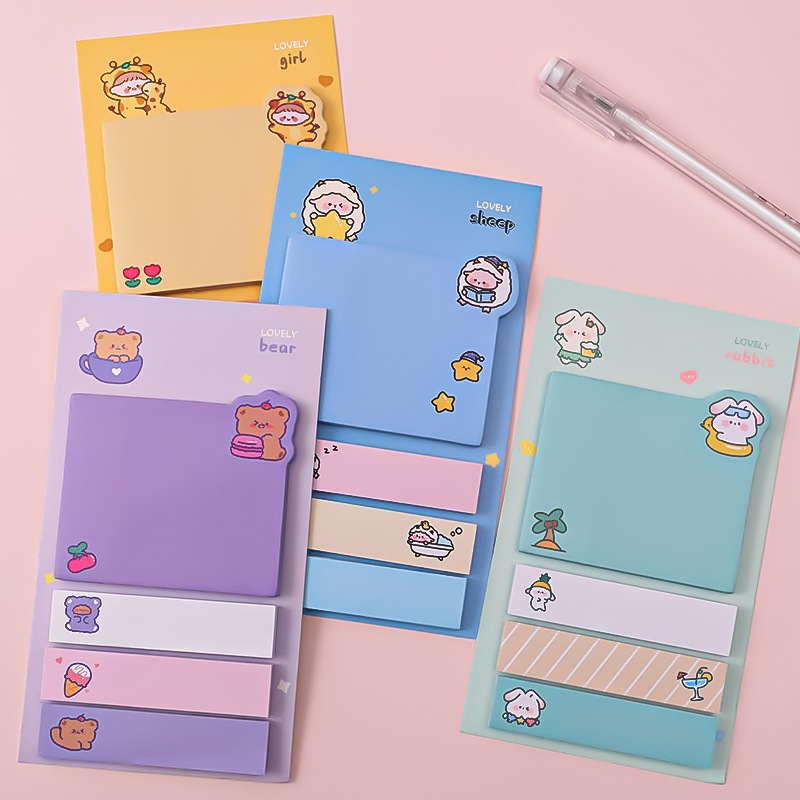 Jual Sticky notes set 4 in 1 karakter kartun Pembatas buku lucu Kertas ...