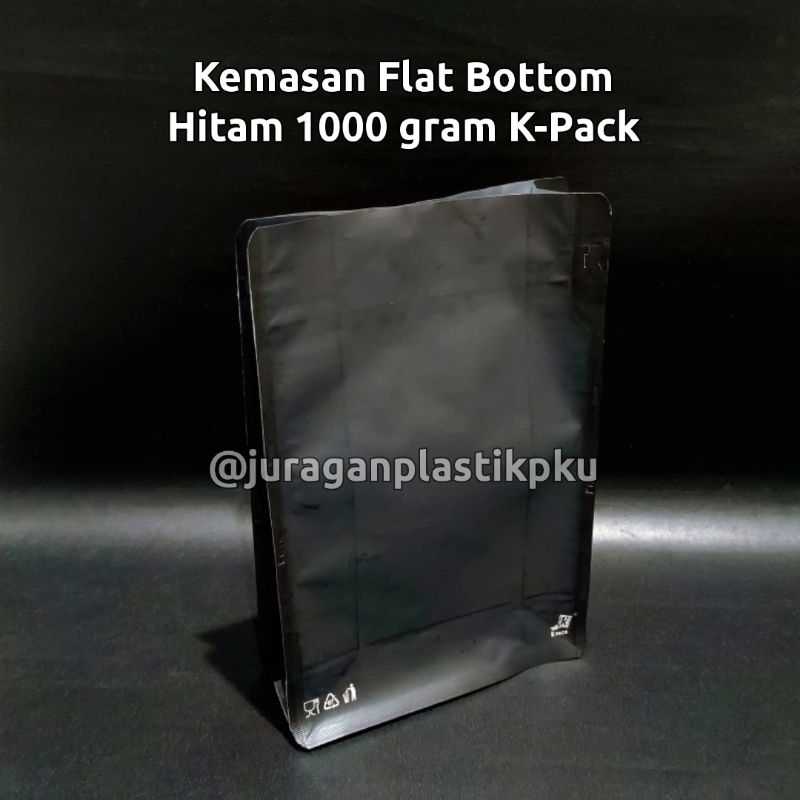 Jual Kemasan Flat Bottom Hitam Super 1000 gram Gula Pasir | Pouch ...