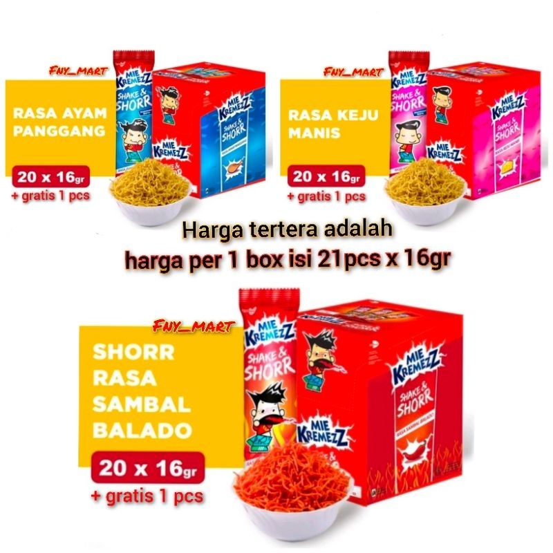 Jual Mie KremezZ Shake & Shorr 1 Box isi 21 bks x 16gr | Shopee Indonesia