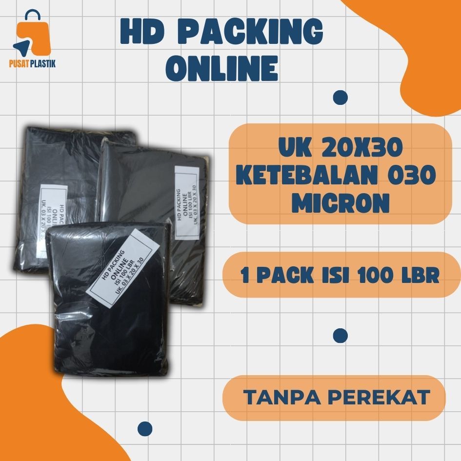 Jual Plastik Packing HD 20x30 Ketebalan 03 Mikron , Warna Hitam , Tanpa ...