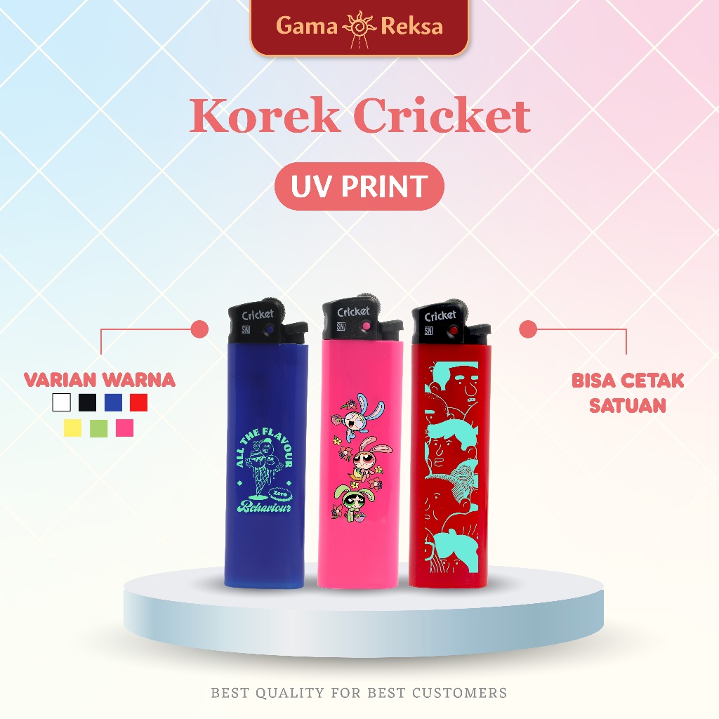 Jual Cricket Custom Korek Api Lighter Promosi Cetak UV Print Warna 1 ...