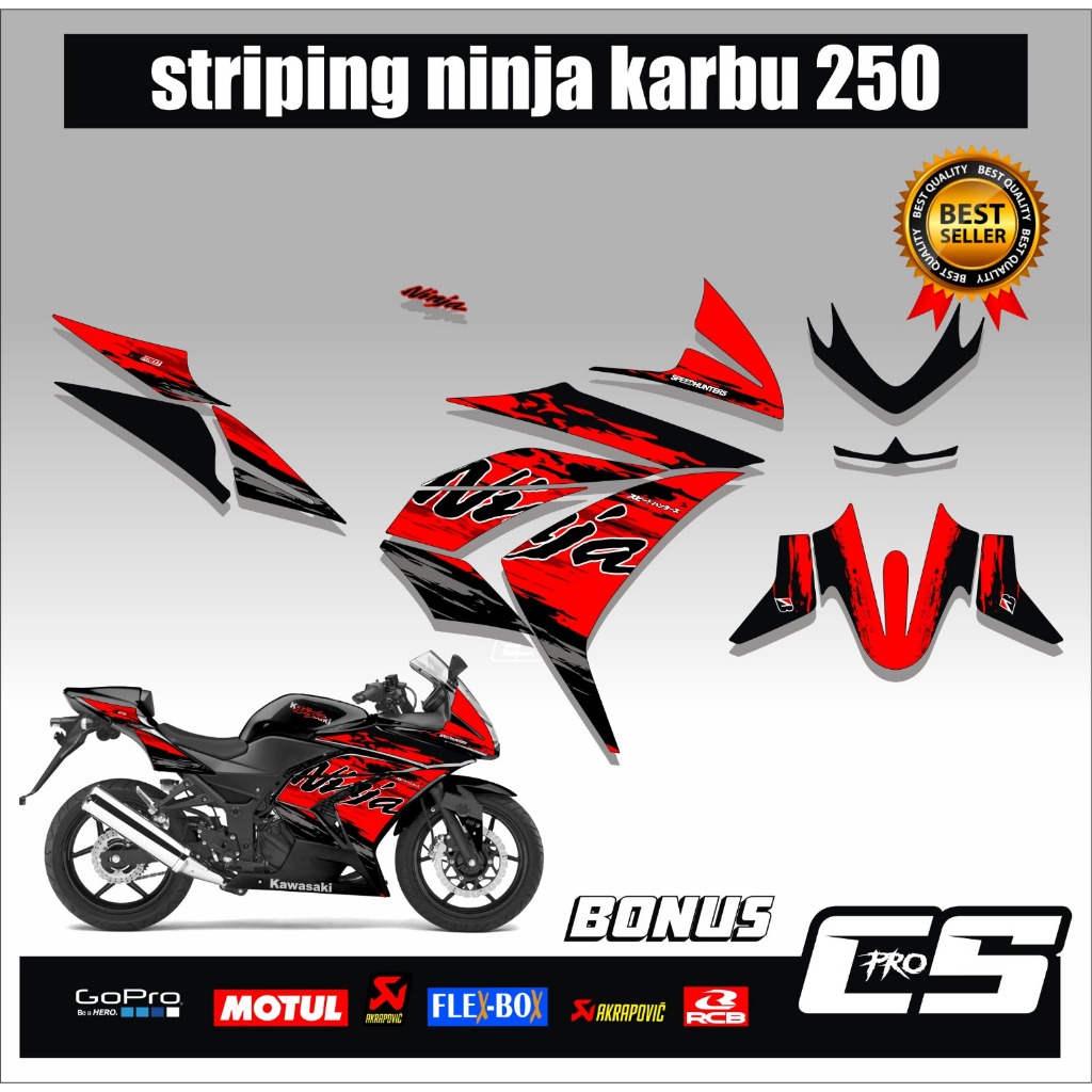 Jual Stiker Striping Kawasaki Ninja 250 Karbu / Sticker Decal Ninja ...