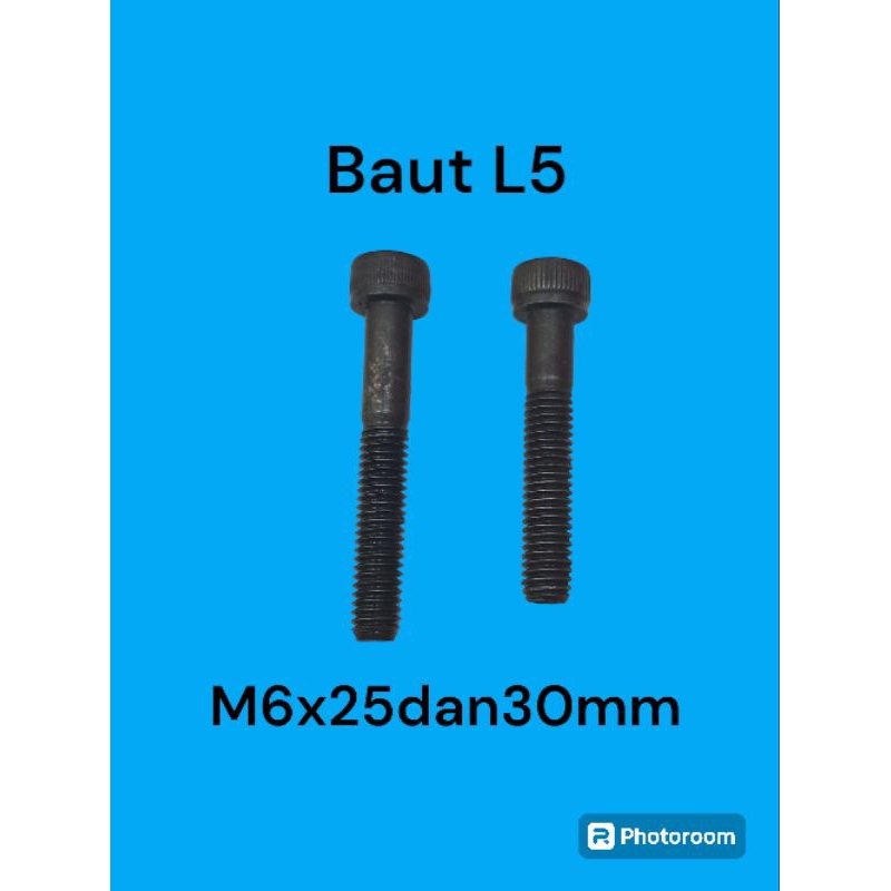 Jual Baut L Bulat dasi dan ful drat M6x35mm & 40mm kunci L5 Universal ...