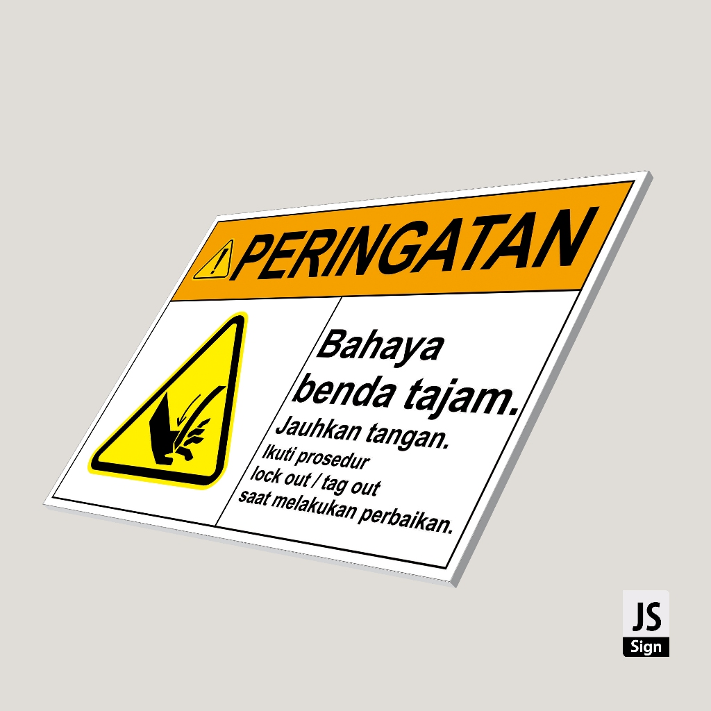 Jual SAFETY SIGN K3 - AWAS BENDA TAJAM + PLAT 2MM | Shopee Indonesia