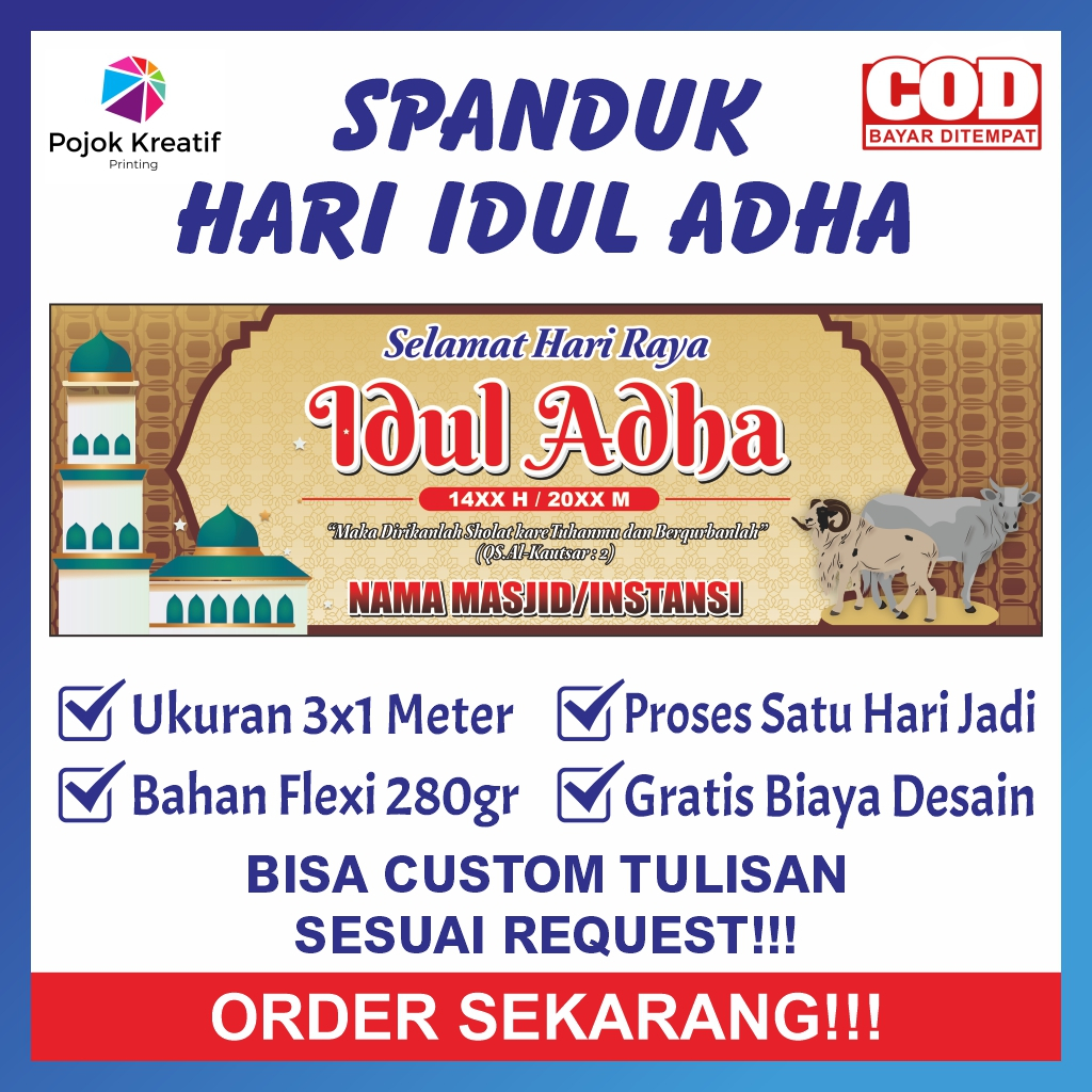 Jual SPANDUK BANNER ACARA PANITIA HARI RAYA IDUL ADHA QURBAN BESAR 3x1 ...