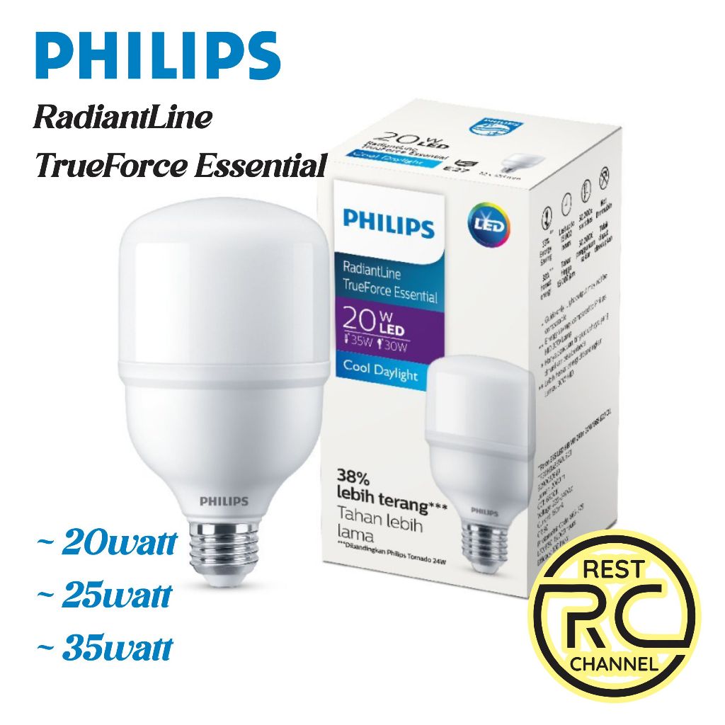 Jual Lampu Philips Radiantline TrueForce Essential 20W 25W 35W E27 6500K putih | Shopee Indonesia