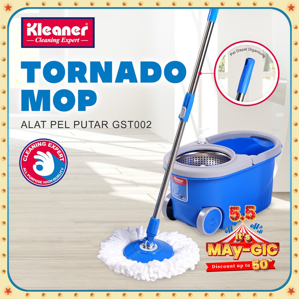 Jual Kleaner Alat Pel Tornado Mop 1 Set Pel Putar Spin Mop Pembersih Lantai GST002 | Shopee ...