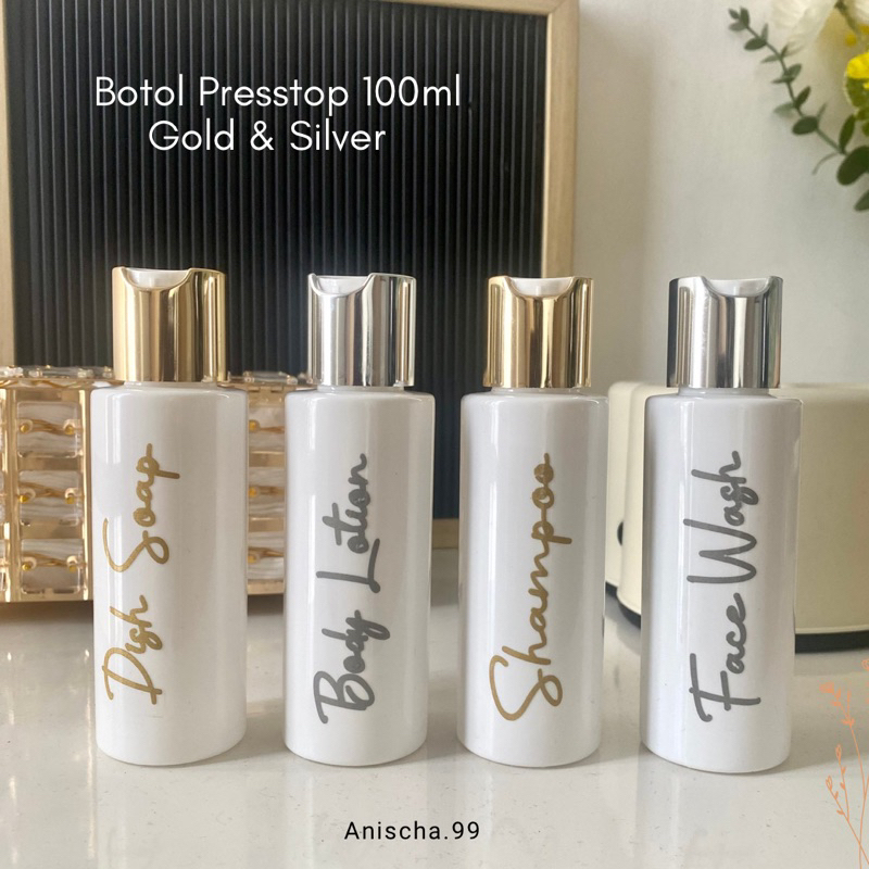 Jual Botol Refill 100ml Putih RF Tutup PRESTOP Gold Silver Free Stiker ...