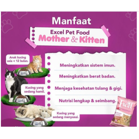 Jual Excel Pink Mother & Kitten 500gr Makanan Kucing Kering | Shopee ...