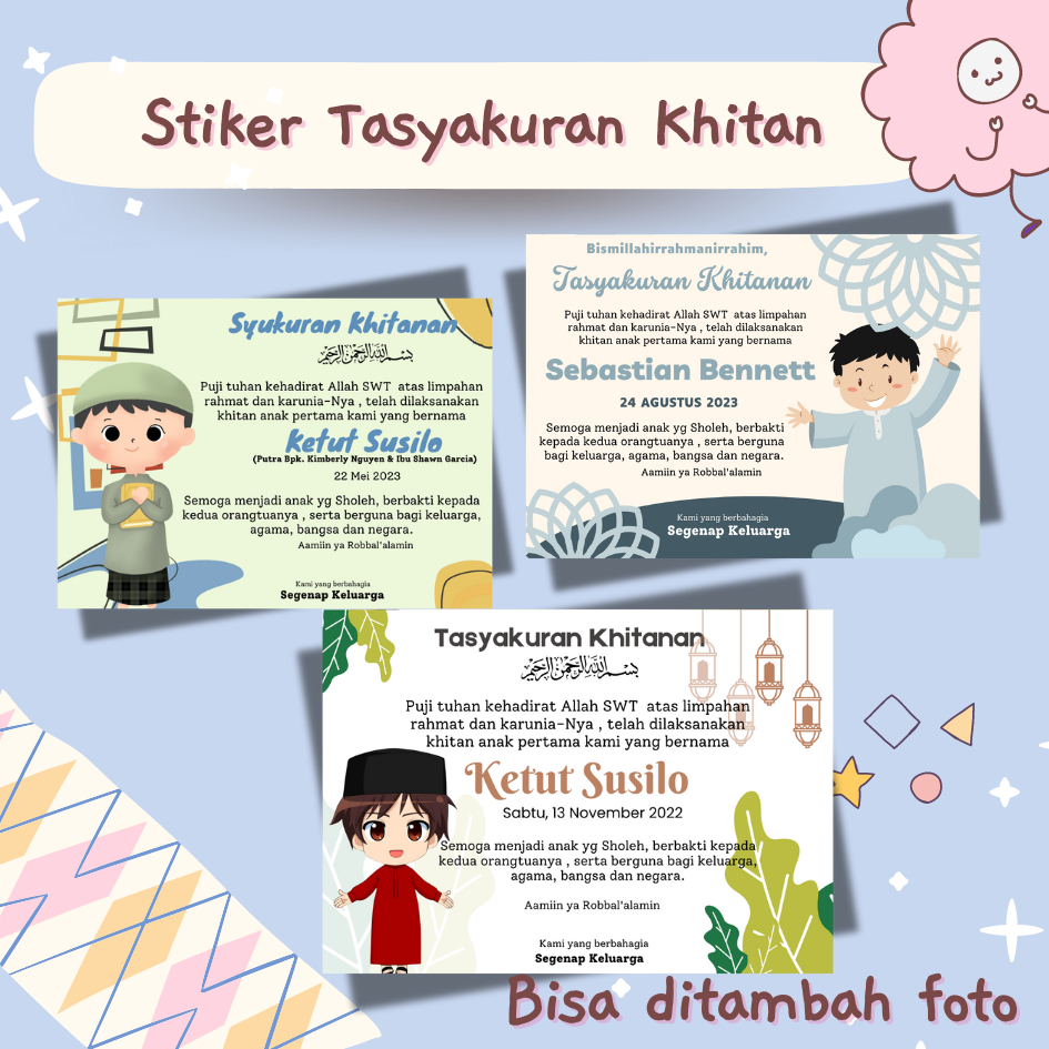 Jual P2/Stiker Tasyakuran khitan/stiker sunatan/syukuran sunatan ...
