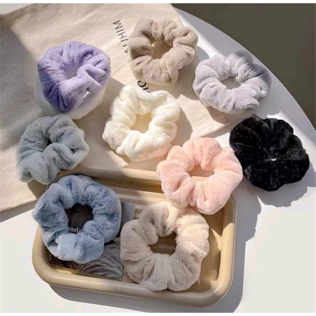 Jual Ikat Rambut Scrunchie Korea Perempuan Dewasa Bahan Kain Velboa ...