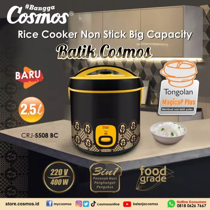 Jual Rice Cooker Cosmos Non Stick CRJ 5508 BC - 2.5L | Shopee Indonesia