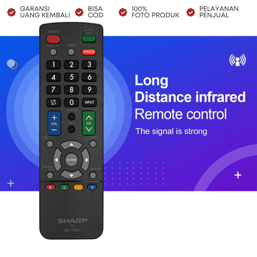 Jual REMOTE SHARP TV TABUNG LCD LED MULTIFUNGSI GB016WJSA LC-24SA40001 LC32LE34OM LC32LE180I ...