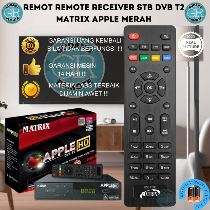 Jual Remot Remote STB Receiver Parabola Matrix Apple Merah HD DVB T2 ...