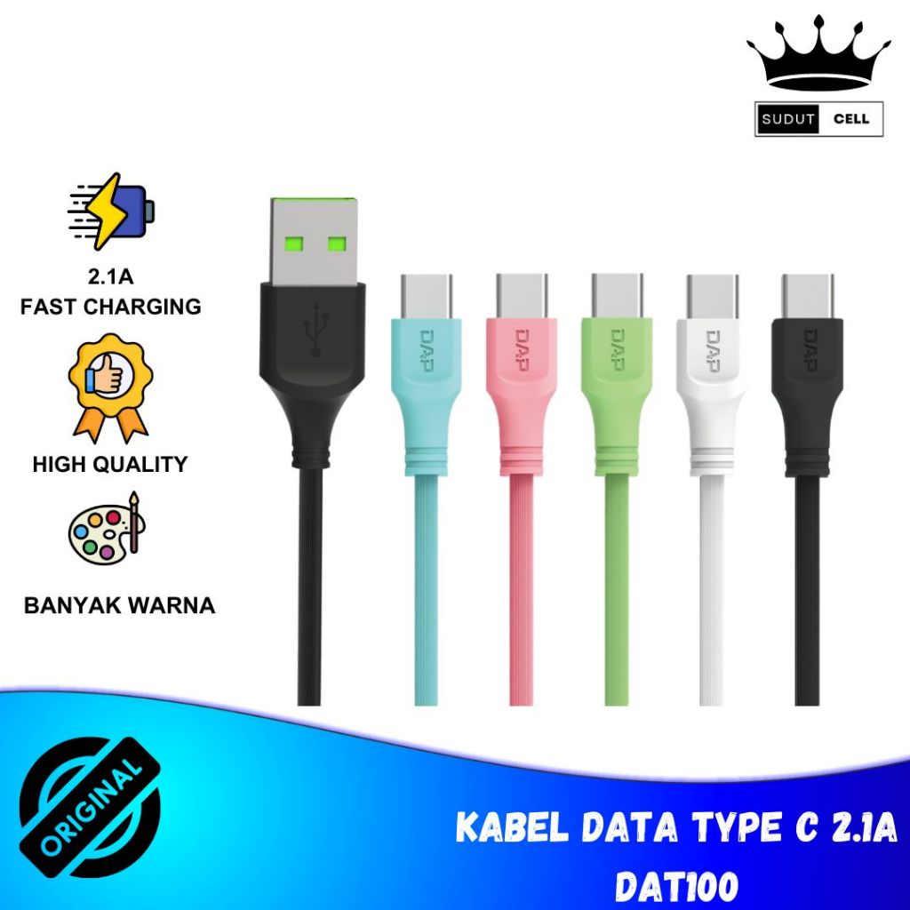 Jual DAP Kabel Data Type-C Fast Charging 100cm DAT100 Original - 1 PCS | Shopee Indonesia