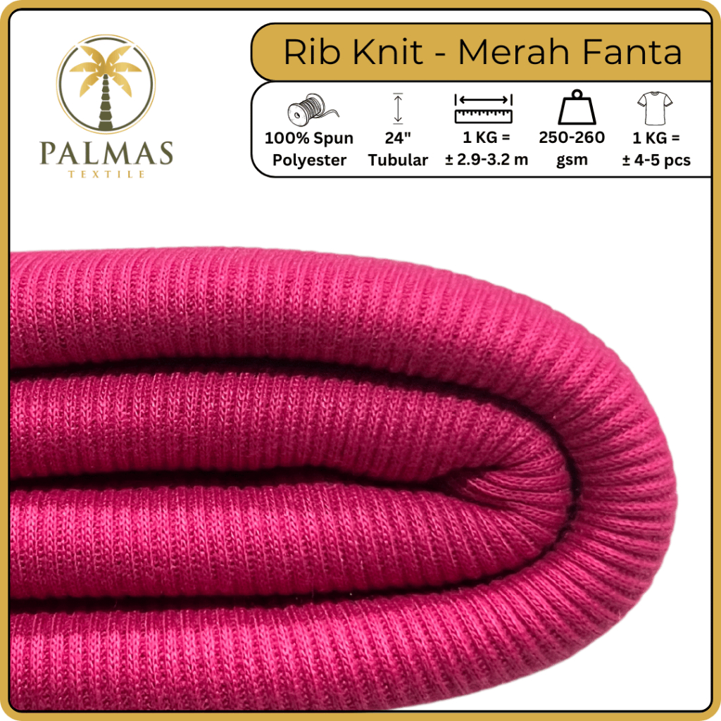 Jual Kain Rib Knit - Merah Fanta (Bahan Kaos) | Shopee Indonesia