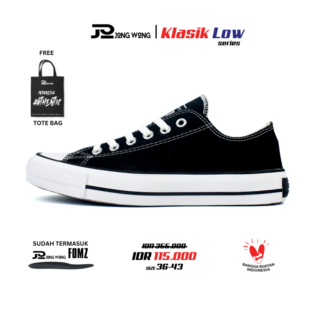 Jual Jong Wong Official - Sepatu Sekolah Klasik Low Black White ...