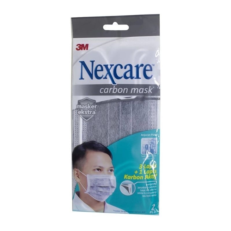 Jual 3M Masker Nexcare Extra Carbon Mask 4 Ply - 1 Pack | 2 Masker ...