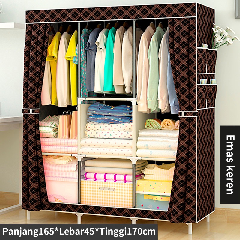 Jual Lemari Pakaian Kain 165*45*170CM Lemari Portable Pakaian Lemari ...