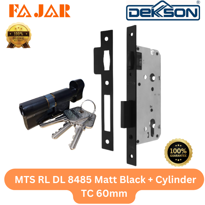 Jual Mortise Lock Dekkson - MTS RL DL 8485 + Cylinder TC 60MM Matt Black Original | Shopee Indonesia