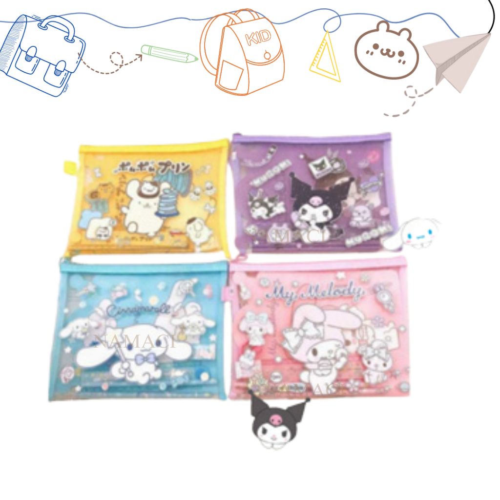 Jual kotak pensil jaring sanrio set alat tulis anak pouch sanrio anak ...