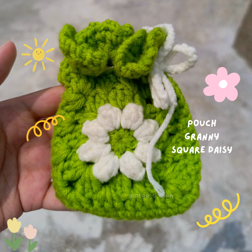 Jual Pouch Granny Square Daisy Handmade / Pouch Granny Square Bunga ...