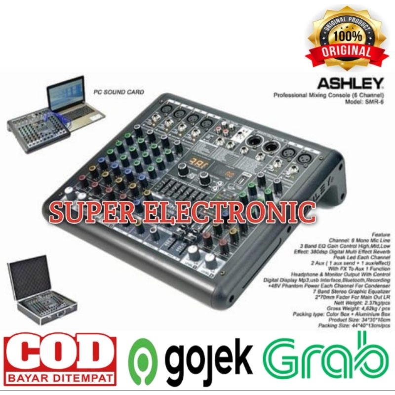 Jual Mixer Audio Ashley Smr 6 Original 6 Channel Bluetooth | Shopee Indonesia
