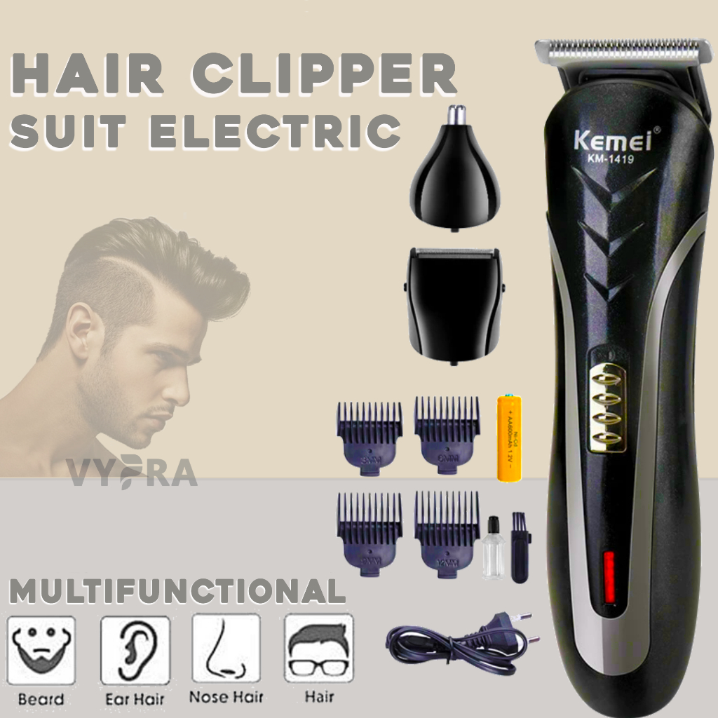 Jual Kemei KM-1419 Original Hair Clipper Alat Cukur Rambut Jenggot Rechargeable 3in1 Alat Cukur ...