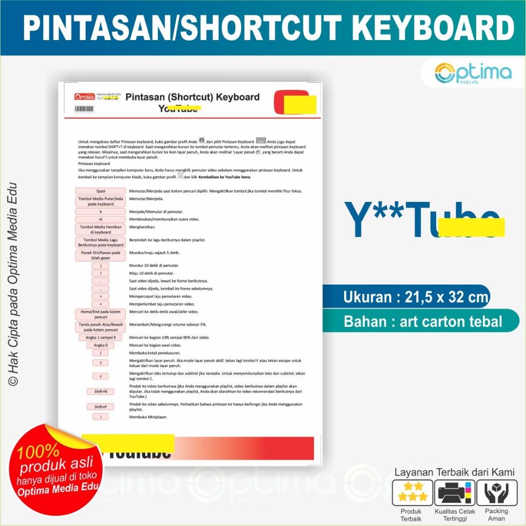Jual Rangkuman Rumus Cepat Pintasan Shortcut Keyboard untuk operasi ...