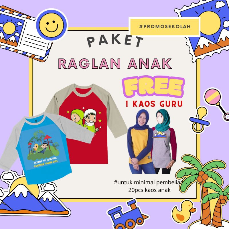 Jual PAKET KAOS RAGLAN ANAK TK PAUD SERAGAM RIHLAH OUTING CLASS DAN ...