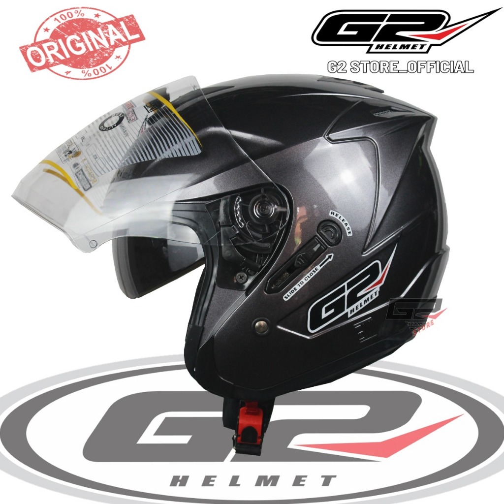 Jual HELM G2 CENTRO OPTIMAX Dobel Kaca Paket Ganteng Spoiler Helm Half ...