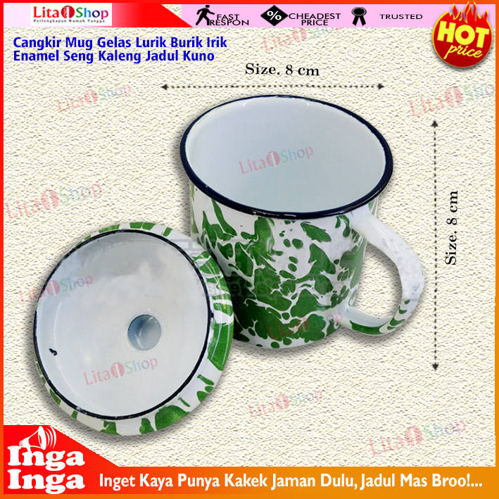 Jual Cangkir Mug Gelas Lurik Burik Blirik Enamel Seng Kaleng Jadul Kuno ...