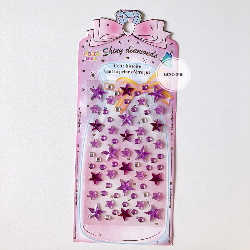 Jual STICKER JEWEL 3D DIAMOND / STICKER MANIK BENTUK LOVE-BINTANG-BULAT ...