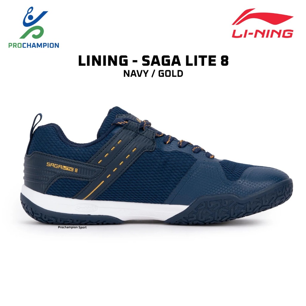 Jual Sepatu Badminton Lining Saga Lite 8 Original Navy Gold | Shopee ...