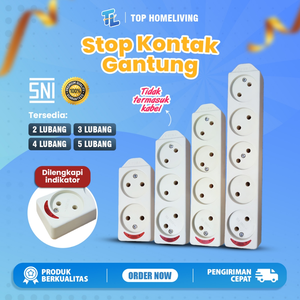 Jual Stop Kontak Tanpa Kabel Slim SNI / Stop Kontak 5 Lubang | Shopee ...