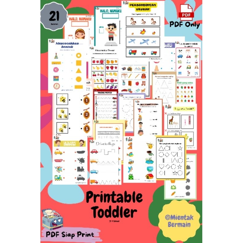Jual worksheet lembar kerja anak pra tk 3 tahun digital file pdf ...