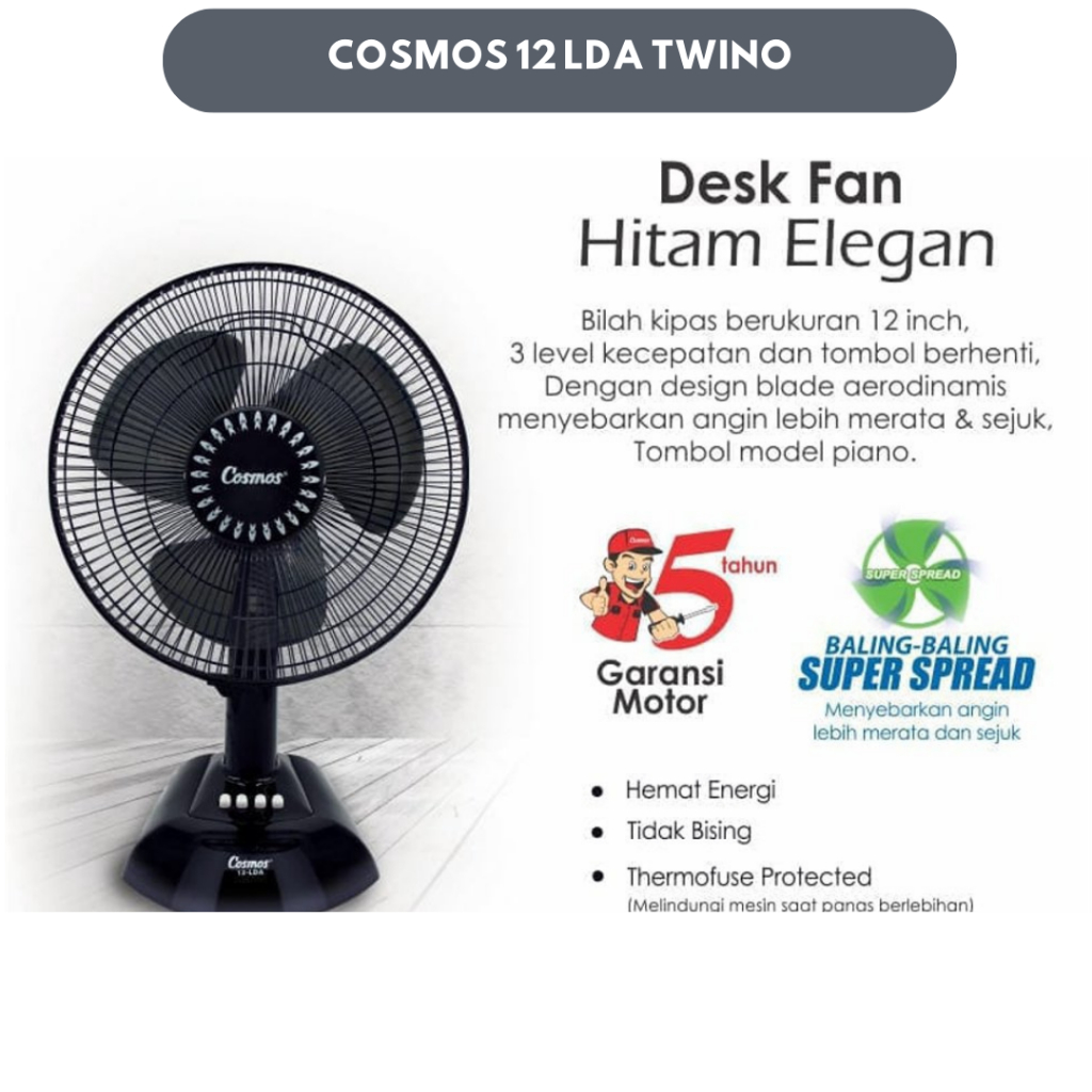 Jual COSMOS 12-LDA TWINO (Kipas Angin Meja & Dinding 12") | Kipas angin ...