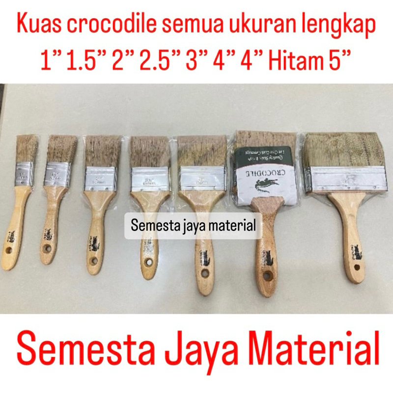 Jual Kuas Cat Crocodile 1600 Bulu Putih 1” 1.5” 2" 2.5" 3" 4” 4” Hitam ...