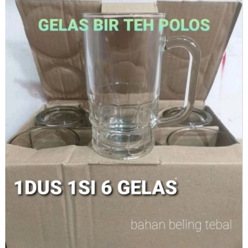 Jual Gelas gagang kaca besar/gelas bir/gelas es teh/gelas minum harga 6pcs | Shopee Indonesia