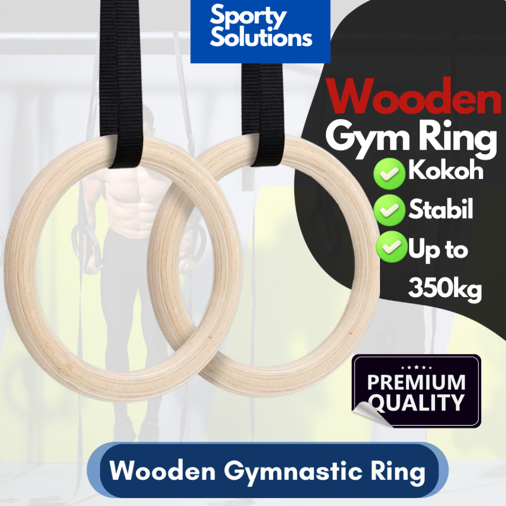 Jual Gymnastic Rings Wooden Gym Pull Up Calisthenic Ring | Shopee Indonesia