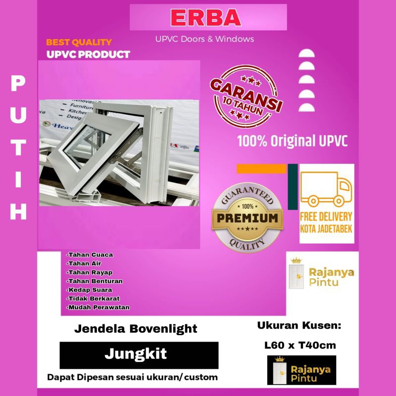 Jual Jendela UPVC Bovenlight Jungkit Putih | Shopee Indonesia
