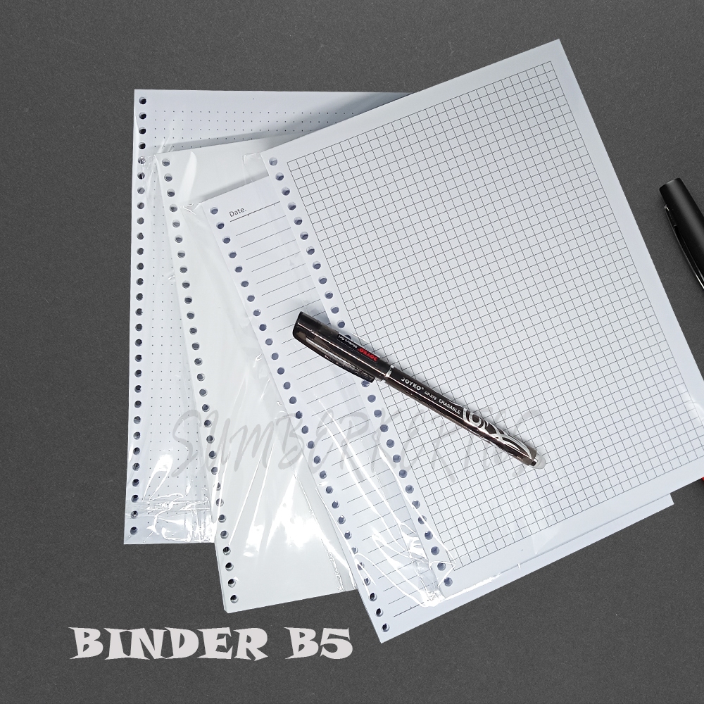 Jual (isi 50)Loose leaf/Kertas binder/Binder /isi ulang file HVS 80 GSM B5# RULED# DOTTED#GRID # ...