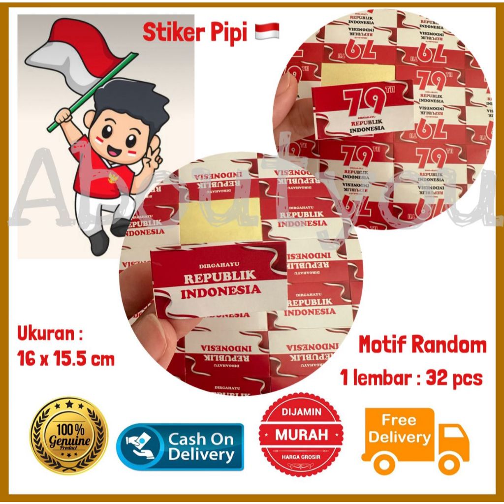 Jual Stiker Pipi Merah Putih Sticker 17an Pipi Bendera Indonesia ...